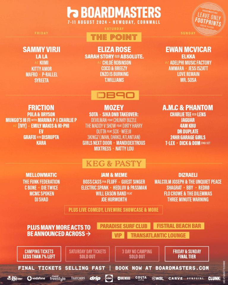 Boardmasters 2024 Full Lineup Announced - CornishStuff