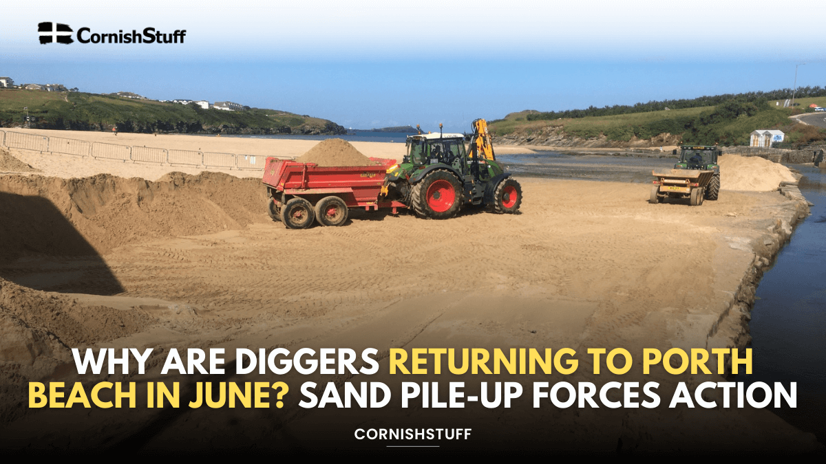Why Are Diggers Returning to Porth Beach in June? Sand Pile-Up Forces ...